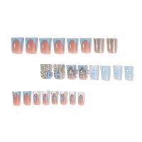 China Duck Flare Press On Bling Nails French Glitter Press On Nails With Rhinestones for sale