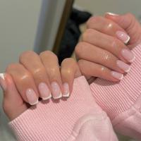 China Custom Packaging Middle Square French Tip False Nails Safe For Nail for sale
