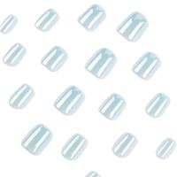 China Instant Manicure Glossy Solid Color Fake Nails Private Label Blue Press On Nails for sale