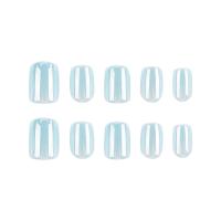 China Instant Manicure Glossy Solid Color Fake Nails Private Label Blue Press On Nails for sale