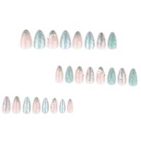 China Hot Selling Almond 3D Press On Nails Fashion Green For Wholesale for sale