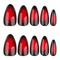 China Gradient Red Custom Press On Nails Long Lasting Reusable Bespoke Press On Nails for sale