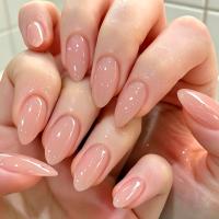 China Nude Solid Color Press On Nails MSDS Approval Almond Nails Medium for sale