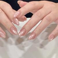 China Glossy 3D Design Bright Pink Fake Nails Waterproof Non UV Fake Nails Cat Eye for sale
