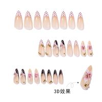 China 24 Pcs Flower Design French 3D Artificial Nails No Nail Damage for sale