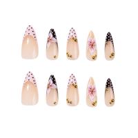 China 24 Pcs Flower Design French 3D Artificial Nails No Nail Damage for sale