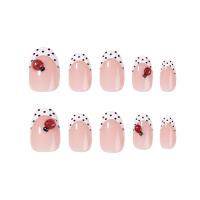 China Medium Round French Design 3D Press On Nails Custom Packaging for sale
