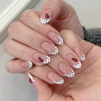 China Medium Round French Design 3D Press On Nails Custom Packaging for sale