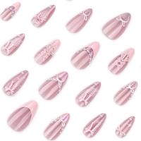 China Long French Cat Eye Press On Nails Almond 3D Design Grunge Style for sale