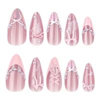 China Long French Cat Eye Press On Nails Almond 3D Design Grunge Style for sale