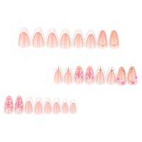China Long Almond Gilded ABS 3D Press On Nails With Flowers Design for sale