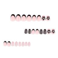 China Short Round Polka Dots Pattern Press On Nails Easy To Apply for sale