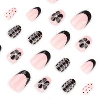 China Short Round Polka Dots Pattern Press On Nails Easy To Apply for sale