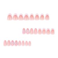 China French Tip Medium Stiletto 3D Fake Nails With Gentle Flowers Design for sale