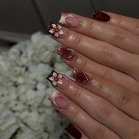 China Long Square Glossy Finish 3D Fake Nails Private Label Service for sale