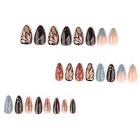 China Almond Hawksbill Turtle Personalized Press On Nails Marble With Rhinestone for sale