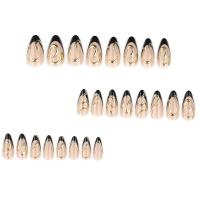 China Long Almond Dark Style 3D Press On Nails Gilded Design Factory Direct for sale