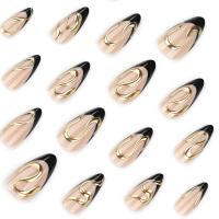 China Long Almond Dark Style 3D Press On Nails Gilded Design Factory Direct for sale