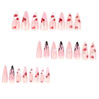 China Glossy Long Stiletto Grunge 3D False Nails Sweet Bow Design for sale