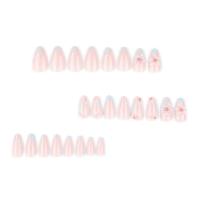 China Sweet Flower Finish Long Almond 3D Artifical Nails Ombre Design for sale