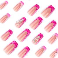 China 3D Design Nude Ombre Square Nails French Tip MSDS Ombre Nails Press On for sale