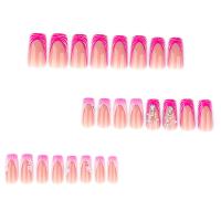 China 3D Design Nude Ombre Square Nails French Tip MSDS Ombre Nails Press On for sale
