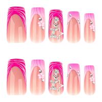 China 3D Design Nude Ombre Square Nails French Tip MSDS Ombre Nails Press On for sale