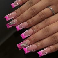 China 3D Design Nude Ombre Square Nails French Tip MSDS Ombre Nails Press On for sale