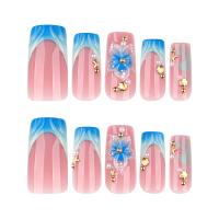 China Ocean Style Ombre Artificial Nails Finish French Tip 3D Design for sale