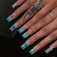 China Ocean Style Ombre Artificial Nails Finish French Tip 3D Design for sale
