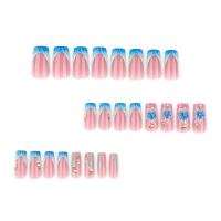China Ocean Style Ombre Artificial Nails Finish French Tip 3D Design for sale