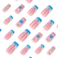 China Ocean Style Ombre Artificial Nails Finish French Tip 3D Design for sale