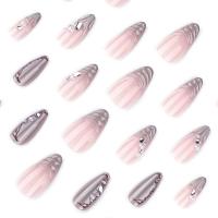 China Long Almond Cat Eyes  Finish 3D Artifical Nails French Design for sale