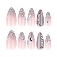 China Long Almond Cat Eyes  Finish 3D Artifical Nails French Design for sale
