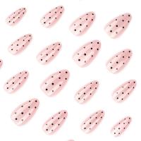 China MSDS Cat Eyes Fake Nails Polka Dot Glossy Almond Shape Long Nails for sale
