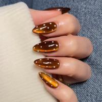 China OEM Red Cat Eye Nails MSDS Polka Dot False Nails Long Almond for sale