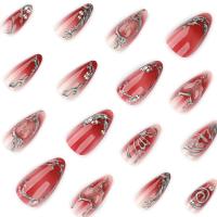 China Punk Style Gradient Butterfly Holiday Press On Nails Cool Long Almond Fake Nails for sale