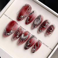 China Punk Style Gradient Butterfly Holiday Press On Nails Cool Long Almond Fake Nails for sale