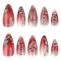 China Punk Style Gradient Butterfly Holiday Press On Nails Cool Long Almond Fake Nails for sale