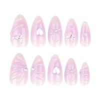 China Long Almond 3D Press On Nails Blush ABS Private Label Service for sale