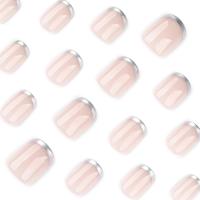 China Silver French Tip Press On Nails Short Square For Bulk Order for sale