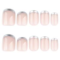 China Silver French Tip Press On Nails Short Square For Bulk Order for sale