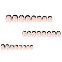 China Short Oval Finish Glossy French Tip Press On Nails White Polka Dot for sale