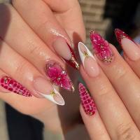 China Flowers Design Pattern False Nails Private Label Almond Press On Nails for sale
