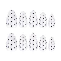 China Almond French Tip Press On Nails Black Polka Dot Ins Design False French Tip Nails for sale