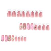 China Long Coffin 3D Press On Nails French Tip Design Easy To Apply for sale
