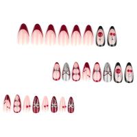 China Long Bow Almond Pattern Press On Nails Glossy Easy To Apply for sale