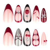 China Long Bow Almond Pattern Press On Nails Glossy Easy To Apply for sale