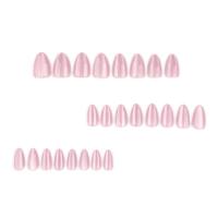 China Solid Color Holographic False Nails Pink Reusable Long Almond Nails for sale