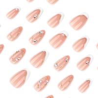 China Rhinestone 3D Press On Nails Private Label Long Almond Shaped Nails for sale